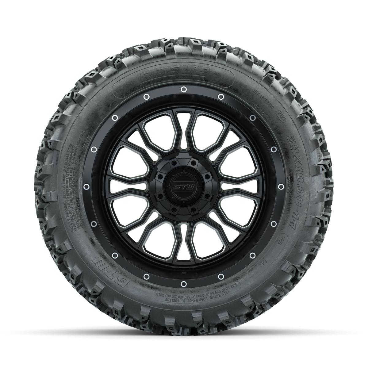 GTW Volt Machined/Black 14 in Wheels with 23x10.00-14 Rogue All Terrain ...