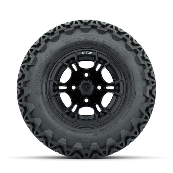 GTW Spyder Matte Black 10 in Wheels with 20×10-10 Predator All Terrain ...