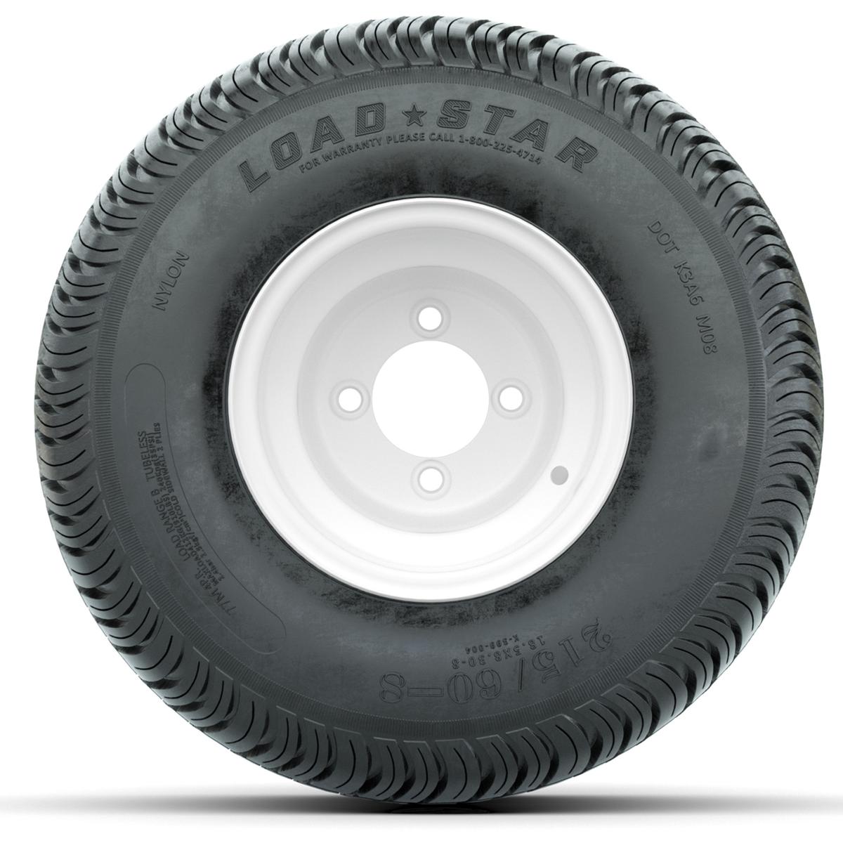Set of (4) 8 in White Steel Wheels with 18 in Kenda Load Star Tires - 2026